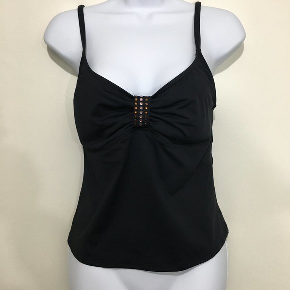 Anne Cole | Swim | Anne Cole 2 Black Crystals Tankini Top Builtin Soft ...